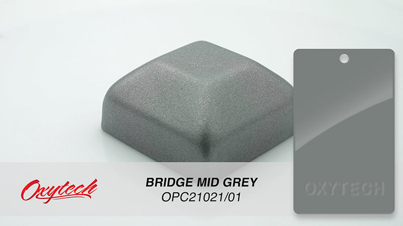 BRIDGE MID GREY colour sample panel — Oxytech Powder Coatings