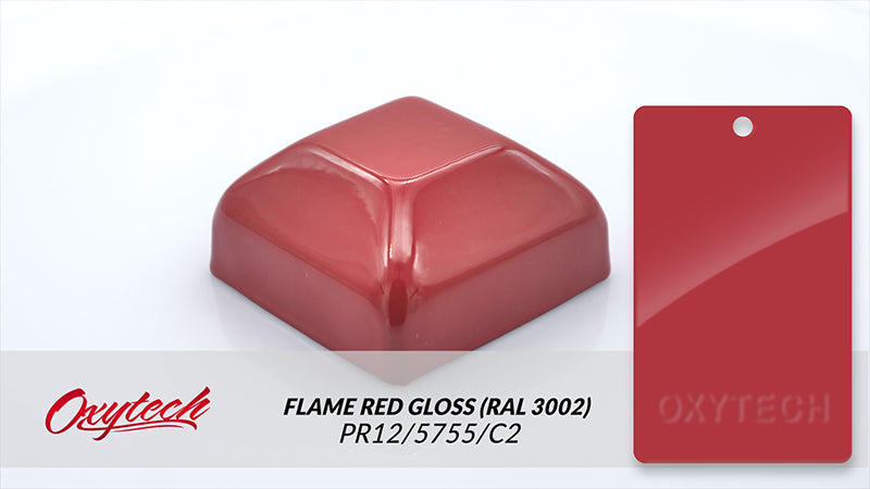 FLAME RED GLOSS (RAL 3002) colour sample panel — Oxytech.com.au