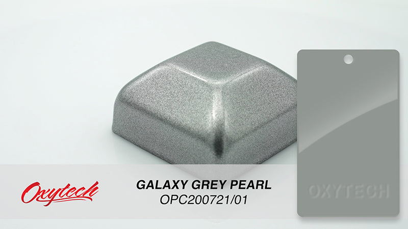 Galaxy Grey Pearl colour sample panel — Oxytech Powder Coatings
