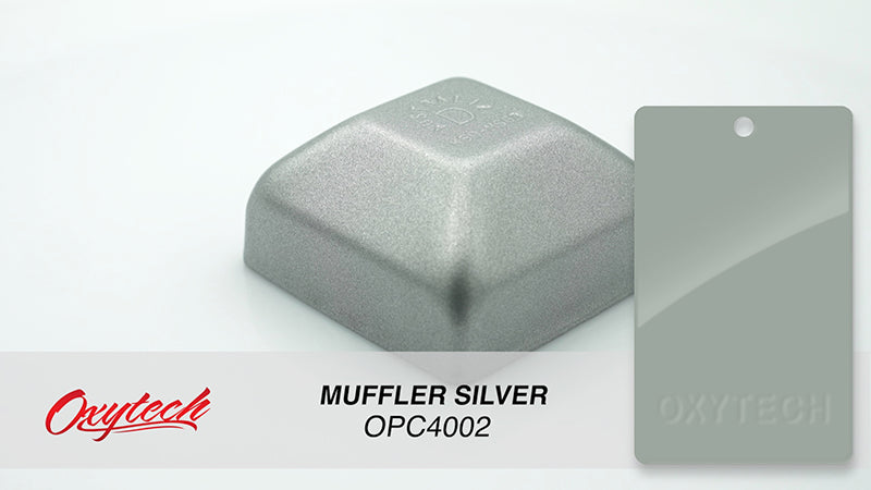 MUFFLER SILVER HI-TEMP 650C colour sample panel — Oxytech Powder Coatings