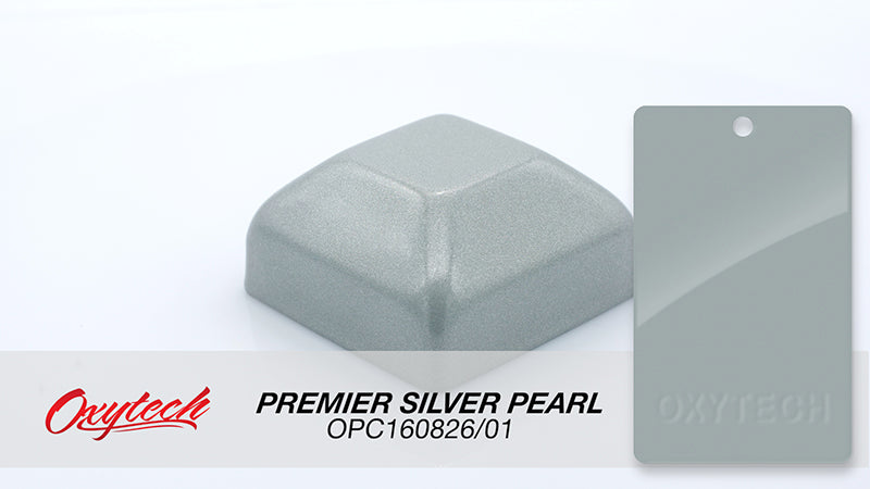 PREMIER SILVER PEARL colour sample panel — Oxytech Powder Coatings