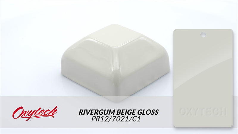 RIVERGUM BEIGE GLOSS colour sample panel — Oxytech Powder Coatings