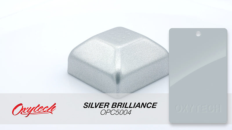 SILVER BRILLIANCE colour sample panel — Oxytech Powder Coatings